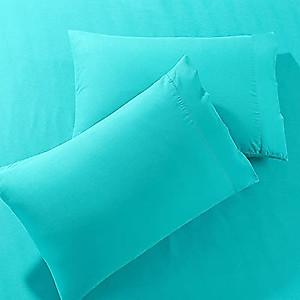 Pure Bedding Duvet Cover Queen [3-Piece, Aqua] - 1 Comforter Protector with Zipper Flap and 2 Pillow Shams - Hotel Luxury 1800 Brushed Microfiber - Ultra Soft, Cool and Breathable Comforter Cover