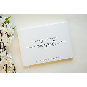 Personalized Guest Book - 11.5" x 8.5" Custom Bride & Groom Names with Bookmark and Hard Cover 120 GSM Blank Pages, for Weddings Guest Book, Engagements, Birthdays, Special Events, Eggshell
