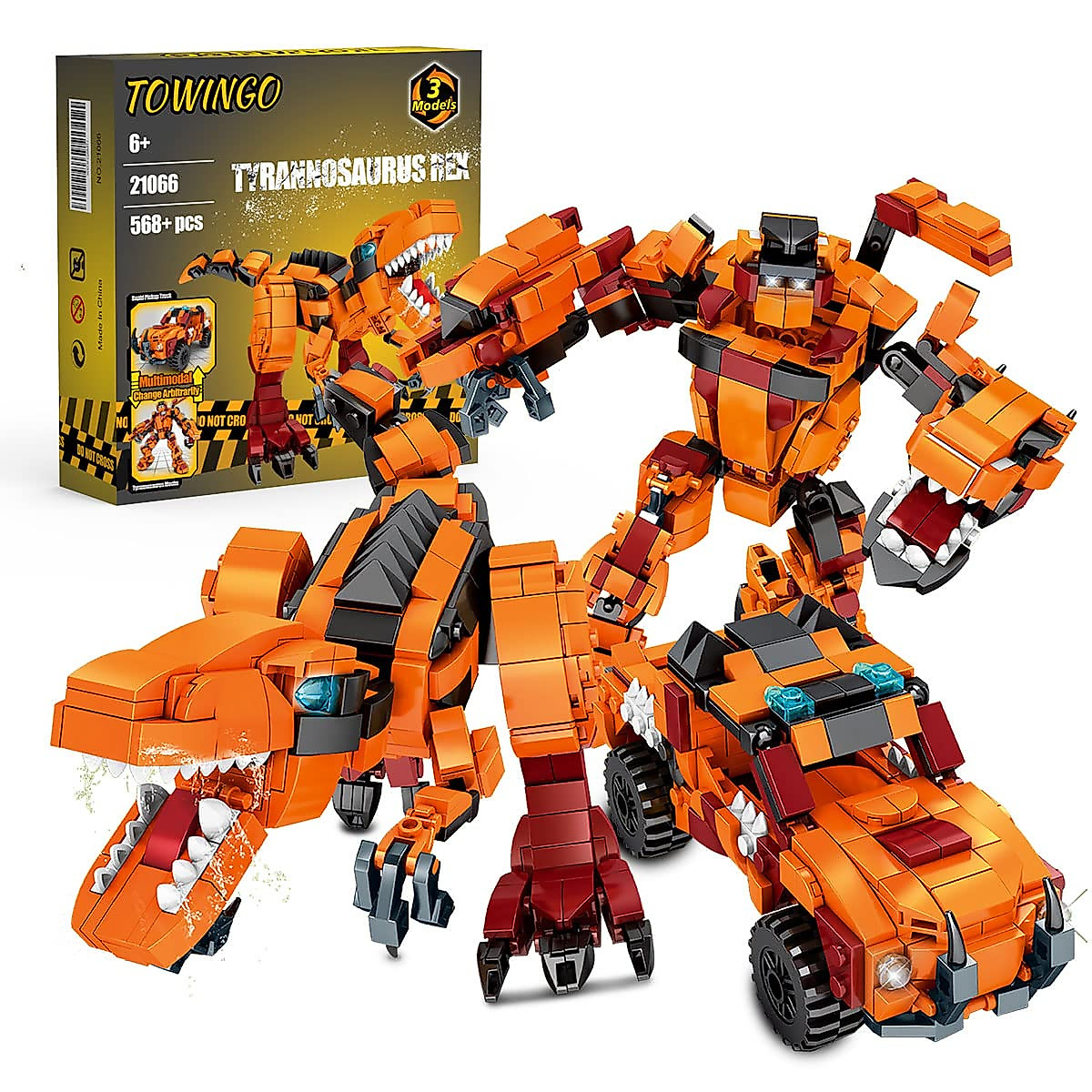 TOWINGO Dinosaur Building Toys 3in1, 568+Pieces Building Blocks Toy for Boys, Creator Building Kit Toy Sets for 6 7 8 9 10 11 12 Years Old Boys Girls