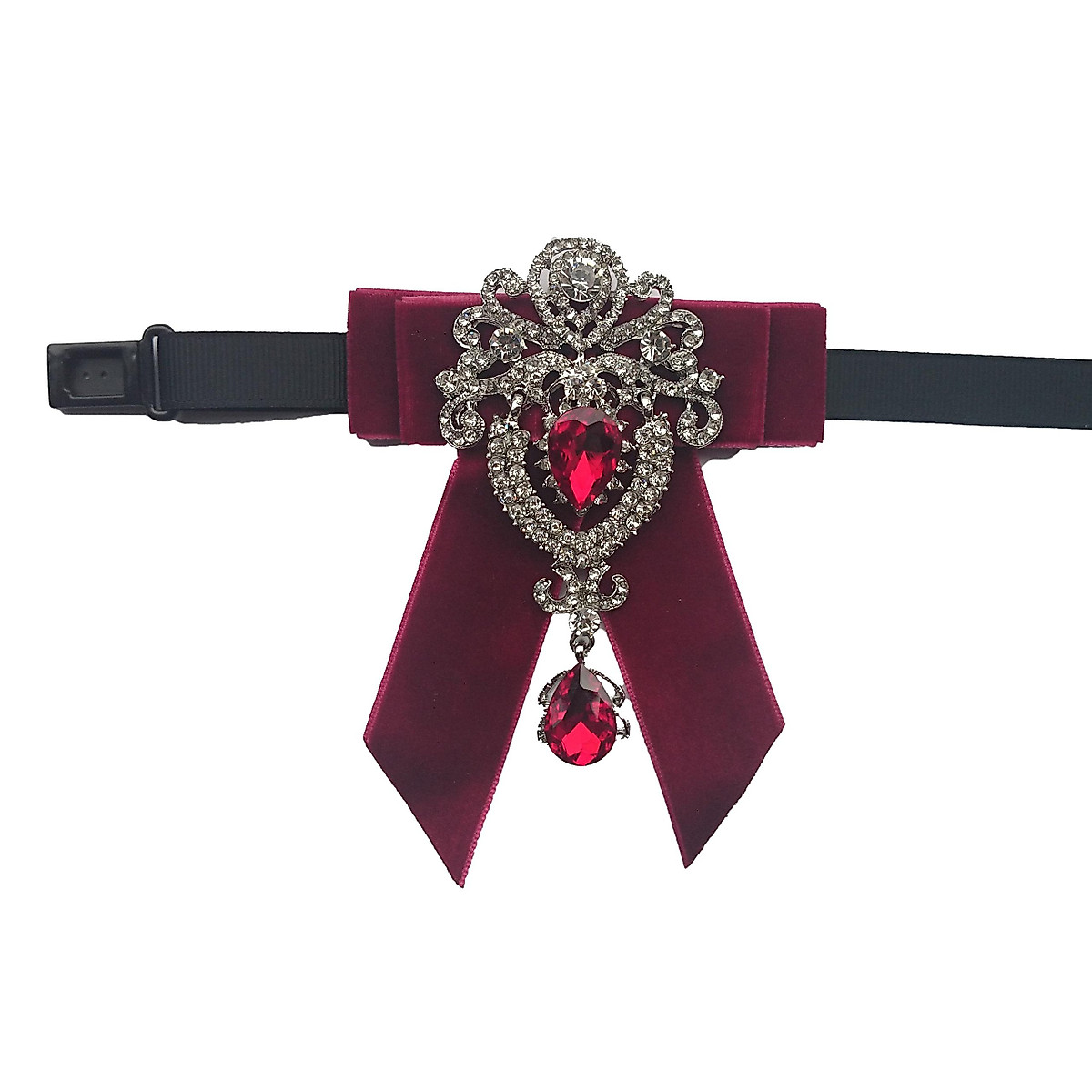 Cloud Rack Bow Tie Set Auger Velvet White Diamond Pendant Red Wine