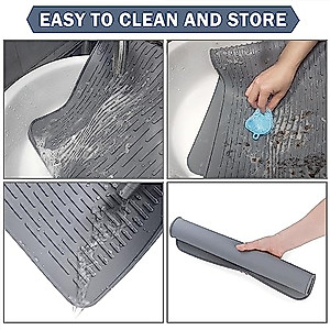 KEYFIVE Silicone Stove Top Cover for Electric Stove, 28 * 20 inches Extra Large Silicone Dish Drying Mat, Glass Top Stove Cover To Protect Kitchen Counter Surface And Prevent Scratching- Grey