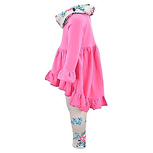 Unique Baby 3 Piece Girls Fall Winter Clothes Set Kid and Toddler Girl Leggings, Long Sleeve Shirt and Scarf Outfit (4 Years, Grey Floral)