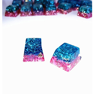 Handmade Resin R4 Keycap Jewelry Blue Pink 2.0 for Cherry MX RGB Gaming Mechanical Keyboard