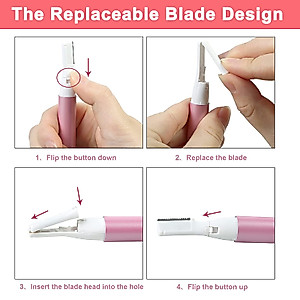 Electric Eyebrow Trimmer for Women, Facial Hair Razor Removal for Men, Mini Epilator for Bikini, Remover for Face, Chin, Peach Puzz, Lips, Body, Arms, Legs, Powered by Battery (not Included)