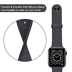 OUHENG 2 Pack Sport Band Compatible with Apple Watch Band 49mm 45mm 44mm 42mm, Soft Silicone Band Strap for iWatch Ultra Series 8/7/6/5/4/3/2/1/SE2/SE (Black/Dark Gray)