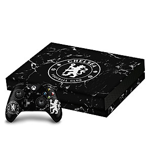 Head Case Designs Officially Licensed Chelsea Football Club Black Marble Mixed Logo Vinyl Sticker Gaming Skin Case Cover Compatible With Xbox One X Console and Controller Bundle