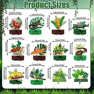 12 Pcs Reptile Honeycomb Centerpieces Jungle Animal Birthday Party Decorations DIY Assemble Reptile Party Favors Snake Lizard Honeycomb Centerpieces for Birthday Baby Shower Decor, Photo Booth Props