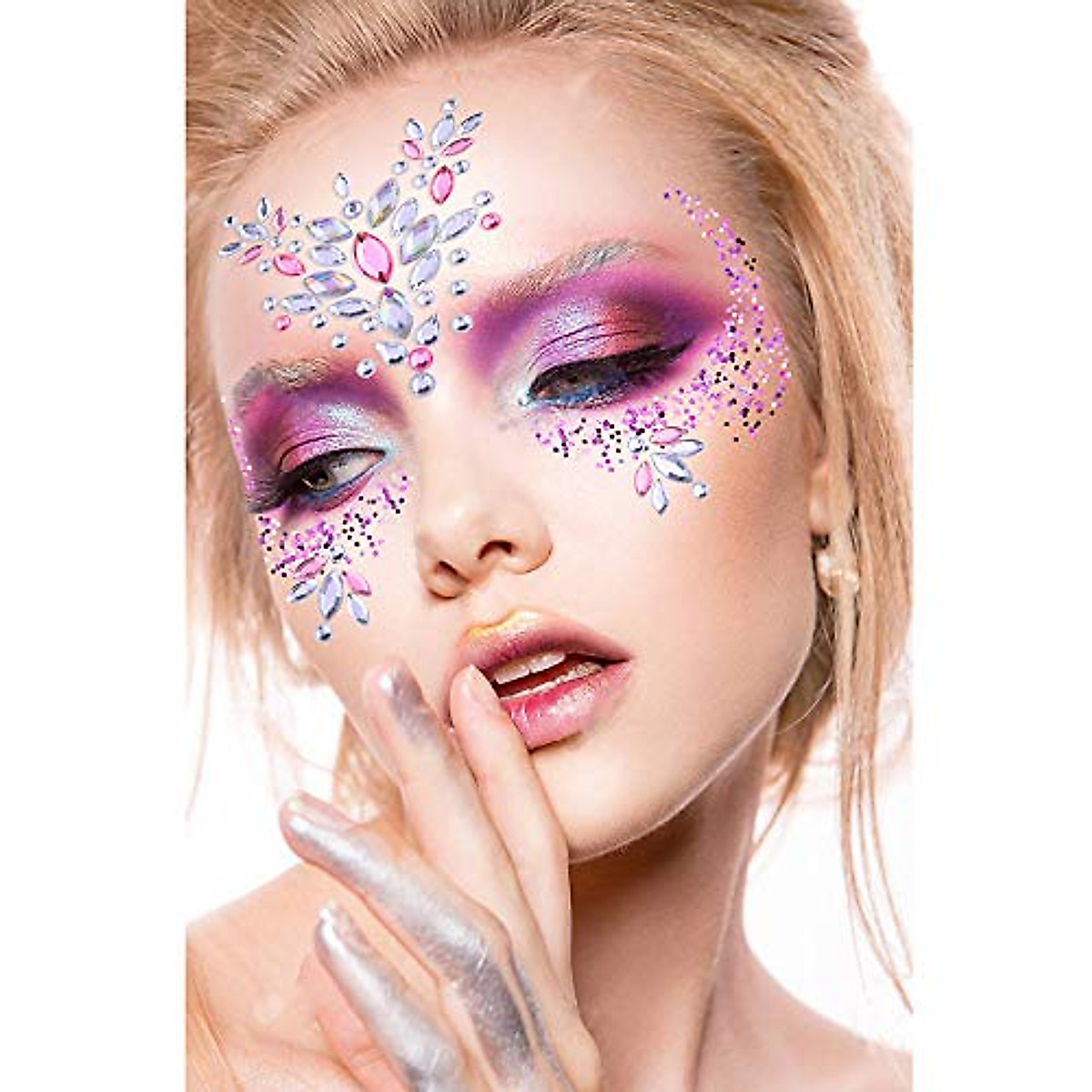 Duufin 15 Sets Face Jewels Stickers Face Gems Glitter Mermaid Face Crystal with 15 Boxes Chunky Face Glitter Temporary Tattoos for Festival Rave Carnival Party