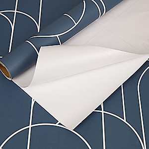 LXCREAT Peel and Stick Wallpaper Modern Blue Geometric Wallpaper 17.71 in X 118 in Self-Adhesive Removable Wallpaper Matte Wallpaper Easy to Line Up for Home Decoration and Furniture Renovation