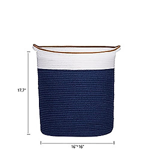 VOYSIGN Cotton Rope woven Basket Large size 16"x16"x17.7"- can be used for organization and storage, Baby Laundry Baskets, Woven Blanket Baskets, Storage bins