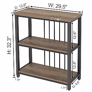 FOLUBAN Small Bookshelf and Bookcase, 3 Tier Open Book Shelf, Modern Metal and Wood Shelving Unit for Living Room Bedroom, Oak