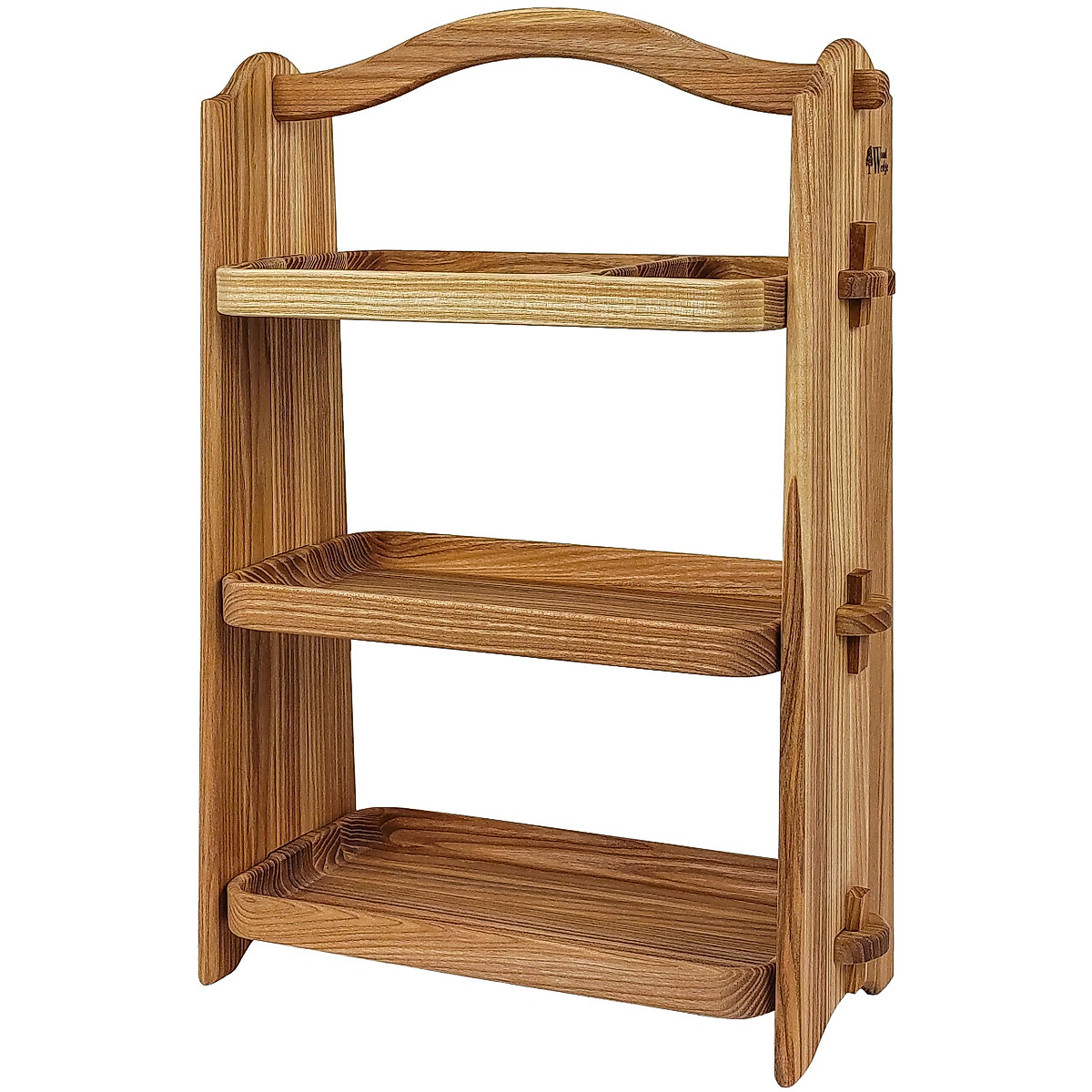 Wooden Wedge Shelves, 3 Tier Storage Organizer, Holder Handcrafted for Bathroom Living Room, Bedroom, Kitchen, Wood Rack for Countertop, Made in Europe, Gift Idea