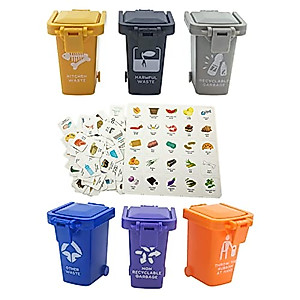 AITING Kids Garbage Classification Toy Vehicles Garbage Truck's 6 Trash Cans +100 Card