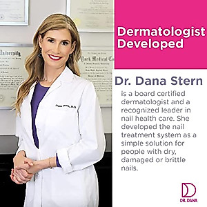 Dr. Dana Nail Repair for Damaged Nails - Nail Strengthener for Thin Nails, Nail Strengthener for Damaged Nails - Nail Products with Exfoliator, Primer Nail Buffer, and Moisturizer for Brittle Nails