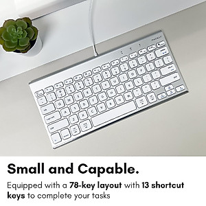 Macally Wired Keyboard for Mac | Compatible Apple Keyboard (78 Keys) External Keyboard for MacBook Pro/Air, iMac, Mac Mini/Pro - Plug and Play USB Computer Keyboard