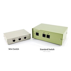 CablesOnline Compact 2-Way RJ45 Ethernet Network Push Button Metal Mini Switch Box (SB-034P)