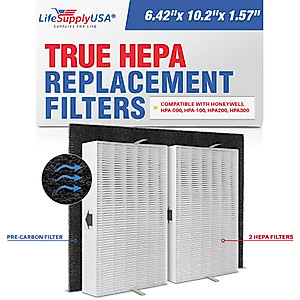 Complete Replacement Filter Set (2 HEPA 1 Carbon) for Honeywell HPA090 HPA100 HPA200 HPA300 Series Air Purifiers