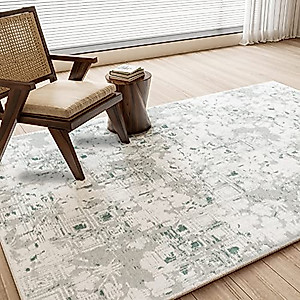 ODIKA Collection Gray Faux Rabbit Fur Rug, Area Rugs 6x9 Ft Throw Rugs, Soft and Cozy, Area Rugs 6x9 Living Room, Fluffy Rug, Boho Rug, Ultra Soft Feeling, Gray and White Rug
