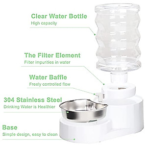 Sfozstra Automatic Pet Water, Cat Feeder, Feeding Bowl, 3L Large Capacity Automatic Dispenser, 100% BPA-Free,Stainless Steel Gravity Pet Water Dispenser