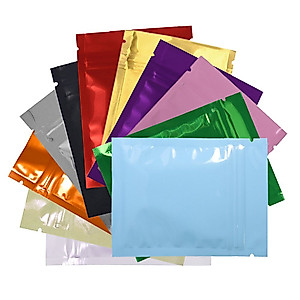 100 Durable Double-Sided Metallic Foil Mylar Flat Ziplock Bag 7.5x10cm (3x4") (Mixed)
