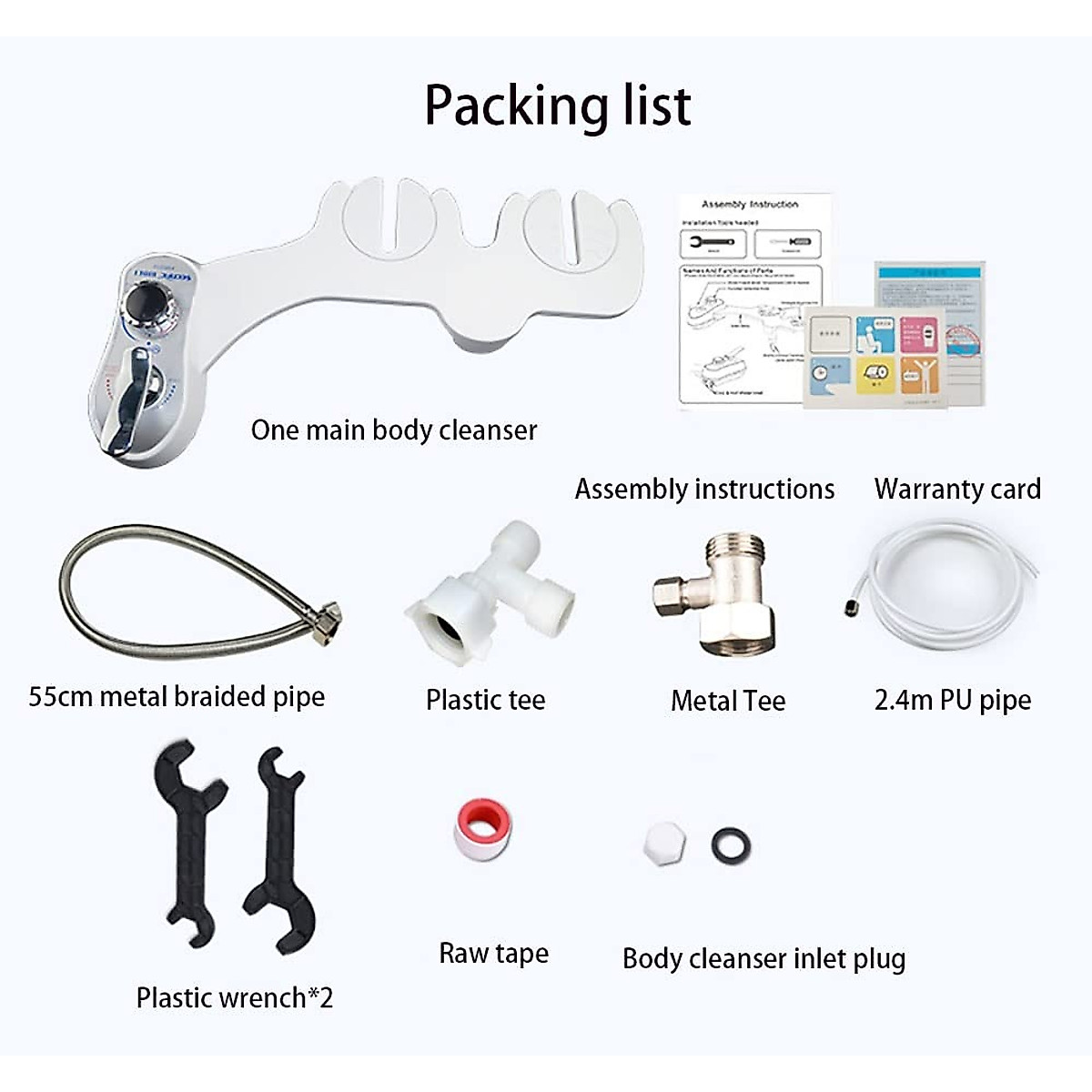 RADAAB Bidet Attachment for Toilet- Self Cleaning Bidet for Fresh Water Non-Electric Bidet Toilet Seat Attachment - Dual Nozzle Sprays Adjustable Hot&Cold Water