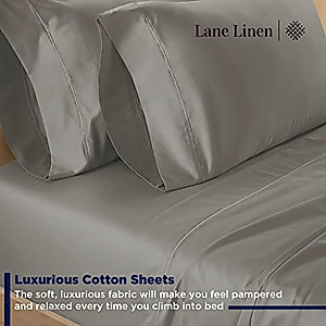 100% Cotton King Sheets - 600 Thread Count 4 Pc King Sheets Sets, Long Staple Combed Cotton Bed Sheets King, Luxury Sateen Sheets, King size sheets with deep pockets fits upto 17" - Charcoal