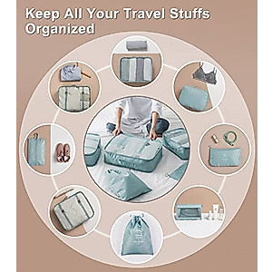 WOOMADA 8 Set Packing Cubes for Suitcases Travel Essentials Luggage Organizer for Travel Accessories Shoe Bag Tioletry Bag Laundry Bag(dark blue)