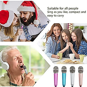 4Pcs Mini Microphone Mini Karaoke Microphone for Voice Recording, Portable Microphone Chatting and Singing Compatible with Smartphone iPhone, iPad, Laptop