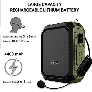 Wireless Voice Amplifier Bluetooth Teacher Microphone 18W Waterproof Portable Voice Amplifier Headset Mic Rechargeable Voice Enhancer Personal Microphone for Classroom Outdoors