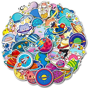 LZBRDY 100 Pieces/Set, Astronaut Alien Rocket Planet Stickers for Scrapbooking, Cards, Laptop, Suitcase, Diary, Notebooks, Album, Journals, Kids DIY Crafts