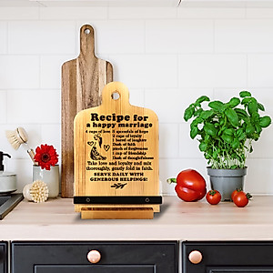 Wedding Gifts for Couples Wife Marriage Anniversary Newlywed Gift for Friend Inspiring Marriage Gifts Bridal Shower Gifts for Bride Kitchen Cookbook Stand (Recipe for a Happy Marriage)