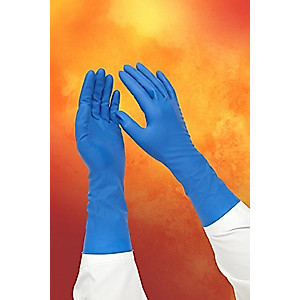 Adenna HER008 Hero 14 mil Powder-Free Latex Gloves, Extended Cuff, Medical Grade, Blue, X-Large, Box of 50