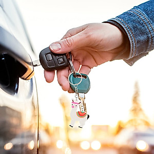 SEWACC 12 Pcs Llamas Alpaca Keychain Cute Cartoon Animal Key Ring PVC Keyring Pinata Stuffers Creative Key Holder for Kids Alpaca Themed Party Favors