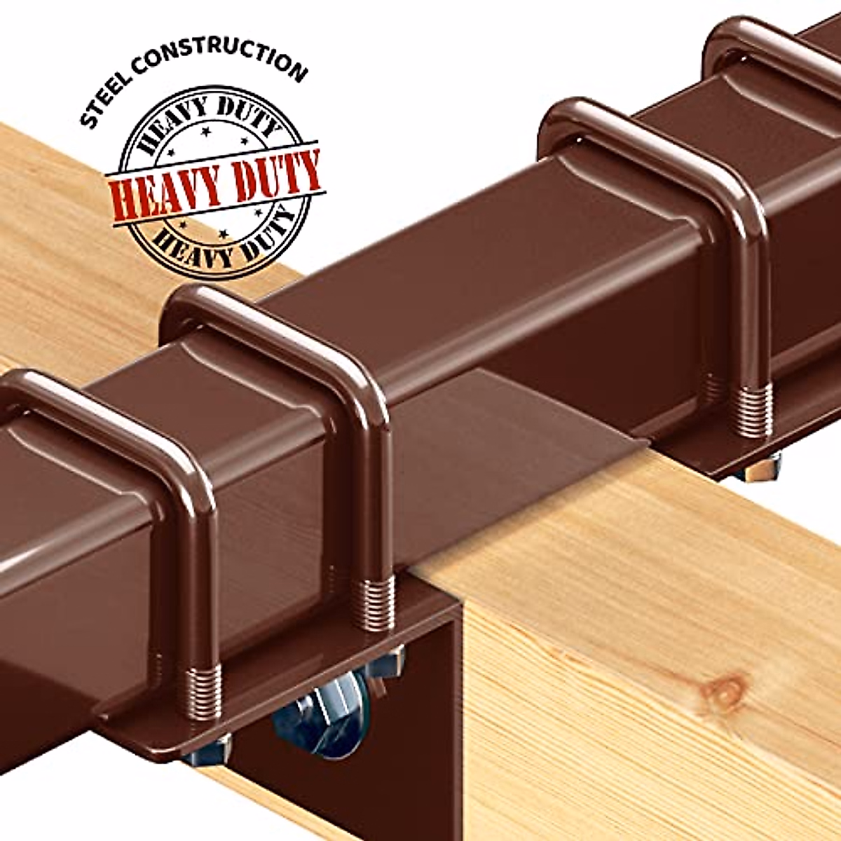 Swurfer Swingset Conversion Bracket - No Tree, No Problem, Convert Your Swingset to a Swurfset, Heavy Duty Horse Glider Bracket for Swing Set Attachment (Brown (2 Pack))