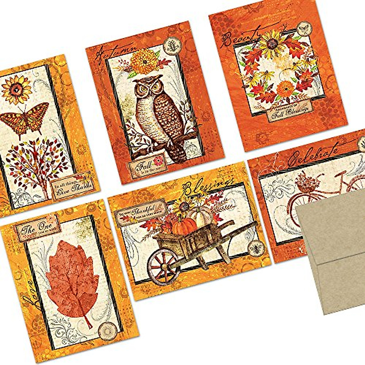 Note Card Cafe Christmas Greeting Card Set with Envelopes | 72 Pack | Blank Inside, Glossy Finish | Fall Blessings | Bulk Set for Greeting Cards, Occasions, Birthdays