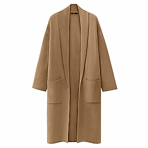 LILLUSORY Women's Oversized Long Cardigan Sweaters 2024 Fall Trendy Coatigan Jackets Knit Business Casual Outfits Camel