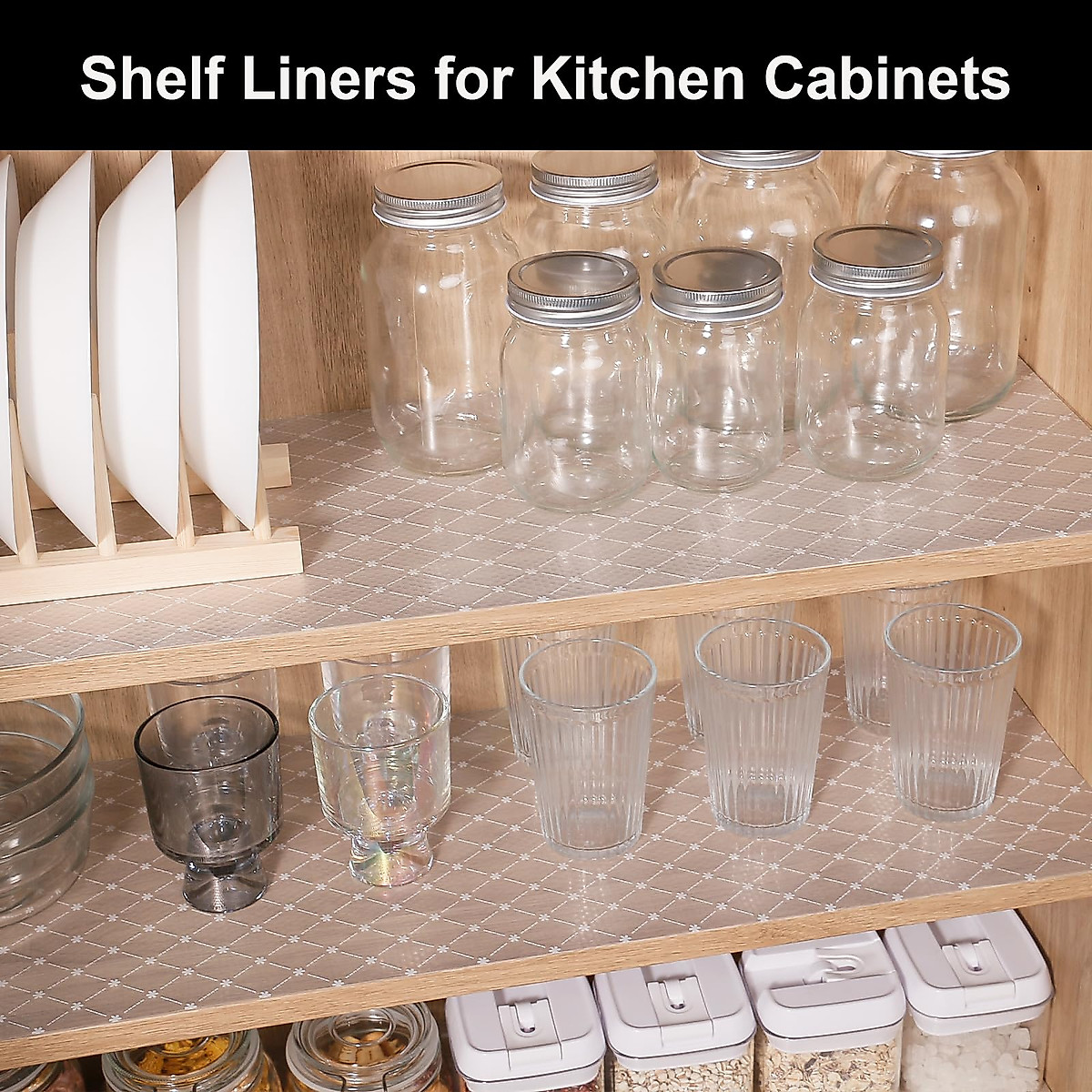 Cooyes Shelf Liner and Drawer Liner,EVA Non-Adhesive Non-Slip Washable Cabinet Liner Refrigerator Liners,for Cupboard,Kitchen,Bathroom,Table Place Mats,Desks Liner