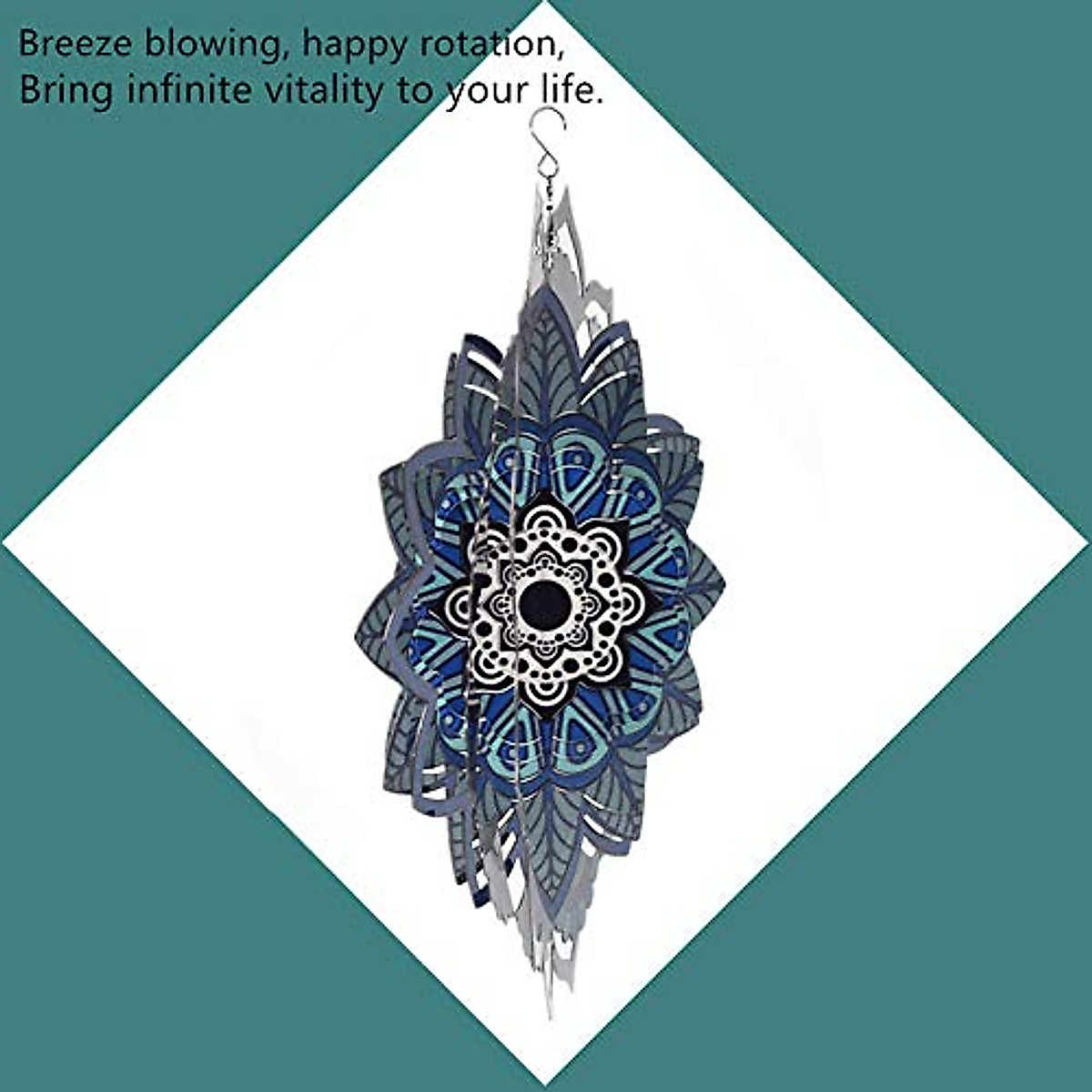 UOUDIO 3D Mandala Wind Spinner - Indoor Outdoor Stainless Steel Garden Decoration Crafts Ornaments (Blue Wind Spinner)