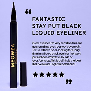 Winky Lux Meowza Liquid Eyeliner - Long-Lasting Black Eyeliner, Eyeliner Liquid Liner Black, 0.16 oz