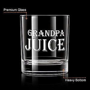 LIGHTEN LIFE Grandpa Juice Whiskey Glass 12 oz,Unique Grandpa Gifts in Valued Wooden Box,Funny Grandpa Gifts Ideas for New Grandpa,Birthday from Grandson,Granddaughter