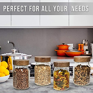 Kitchen Charisma Wooden 4 Mason Jar Lids Wide Mouth (Acacia Wood) - Custom Molded Screw Top Mason Jar Lid Set Storage Lids for Ball Jars Only