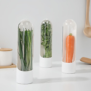 LONG XIN SERIES 1PCS Herb Saver Refrigerator Vegetable Preservation Bottle Herb Storage Container Clear Herb Container for Kitchen Fresh Keeper Cilantro Mint Asparagus