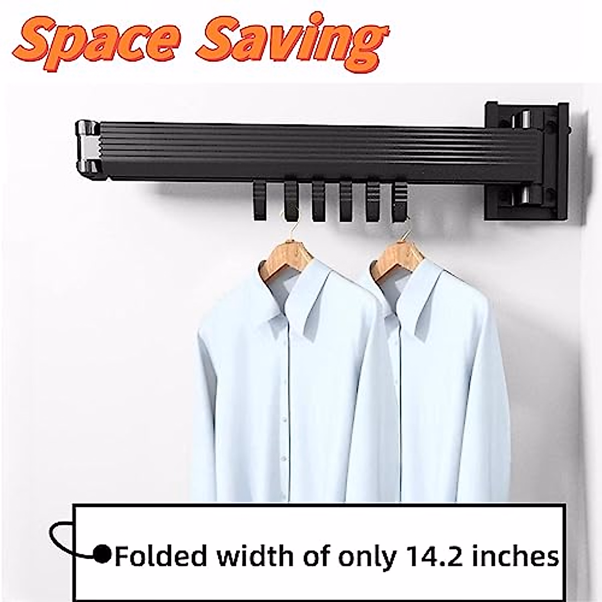 Lora Dew Clothes Rack,Drying Rack Clothing Wall Mounted,Collapsible Drying Racks for Laundry,Hanging Racks for Clothes,Retractable Laundry Hanger Rack Indoor,Grey