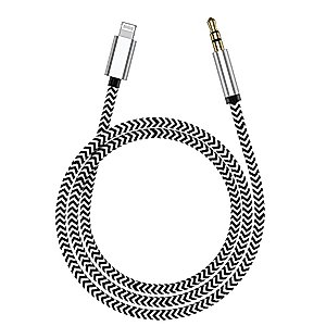 [Apple MFi Certified] Lightning to 3.5mm AUX Audio Nylon Braided Cable, iPhone AUX Cord for Car Stereo for iPhone13/12/ 11/11 Pro/XS/XR/X 8 7 6/iPad/iPod to Car/Home Stereo, Speaker, Headphone