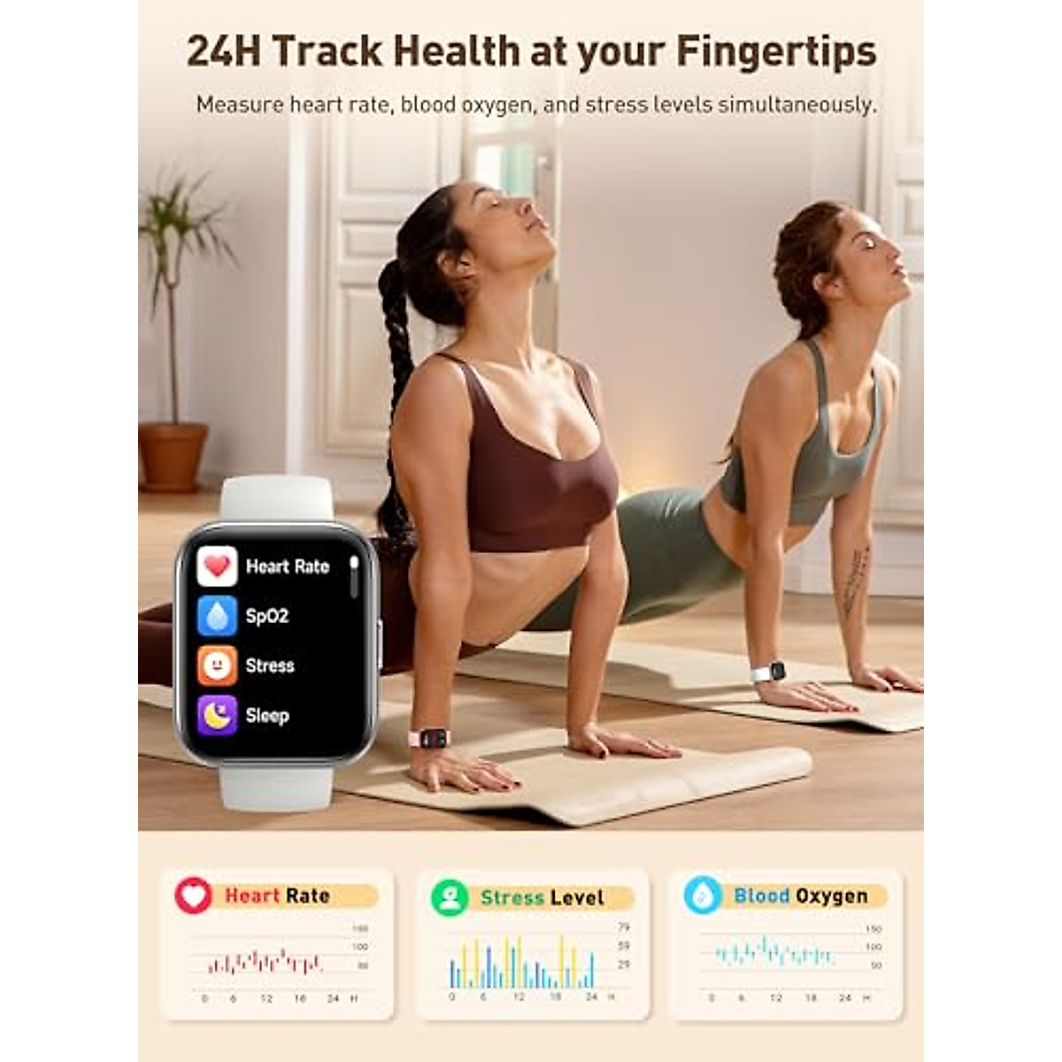 Smart Watches for Women Men (Answer/Make Calls) Compatible with iOS Android Phones Compatible, 1.83" HD Screen Fitness Tracker Smartwatches Heart Rate Monitor 110+ Sports Tracker Watch Waterproof