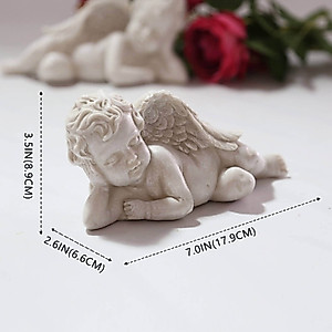 HOWFIELD Angel Figurines Baby Memorial Gifts - Christmas Angel Garden Statues Outdoor Cherub Indoor Baby Angel Wings