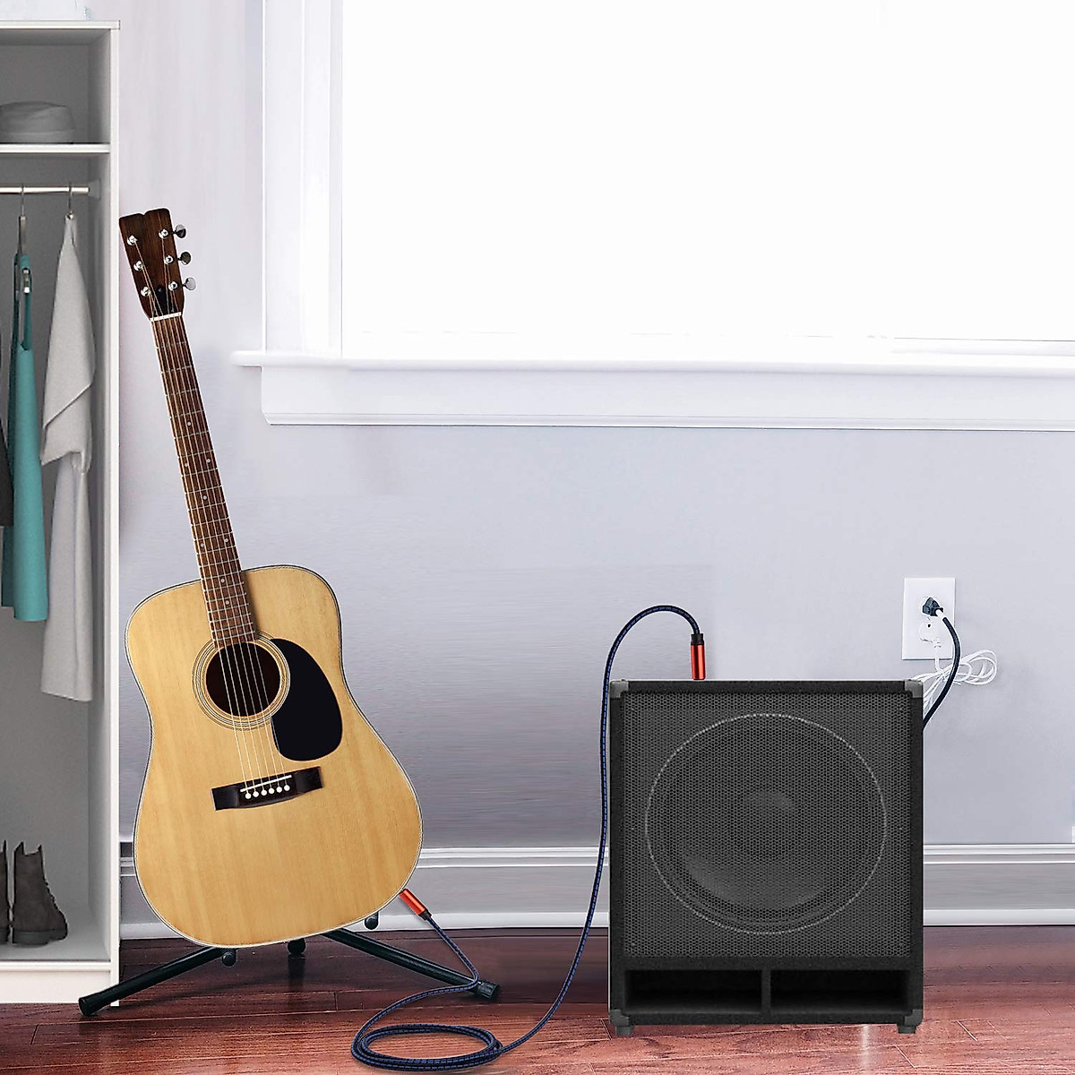 NC XQIN TRS Cable 1/4 to 1/4 Audio Cable,Quarter Inch Cable 1/4 inch Cable Balanced Stereo Audio Cable Nylon Braid - 50FT