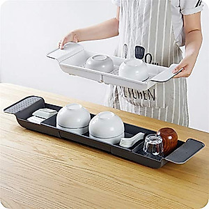 KJGHJ Extendable Bathroom Shelf Bathtub Tray Shower Caddy Bamboo Bath Tub Rack Towel Wine Book Holder Storage Organization Accessories Bathtub Caddy Tray (Color : Black)