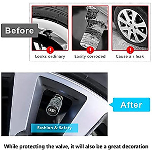 for Audi Car Tire Valve Stem Caps Dust Caps Work for Audi A1 A3 RS3 A4 A5 A6 A7 RS7 A8 Q3 Q5 Q7 R8 S Series,4Pcs Caps for Car Tire Valve Stem for Car Tires,Leak-Proof Anti-Corrosion,Black