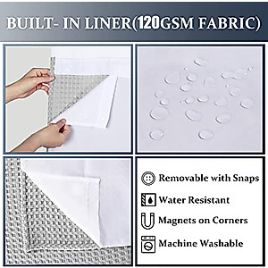 Yimobra Waffle Shower Curtain Sets with Liner, Heavyweight Fabric with 12 Hooks, Water-Repellent, Washable, Mesh Top Window, 72 "x 72", Gray